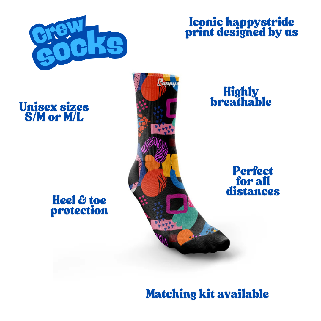 "Shape shifter" black cool colourful running & fitness unisex socks ...